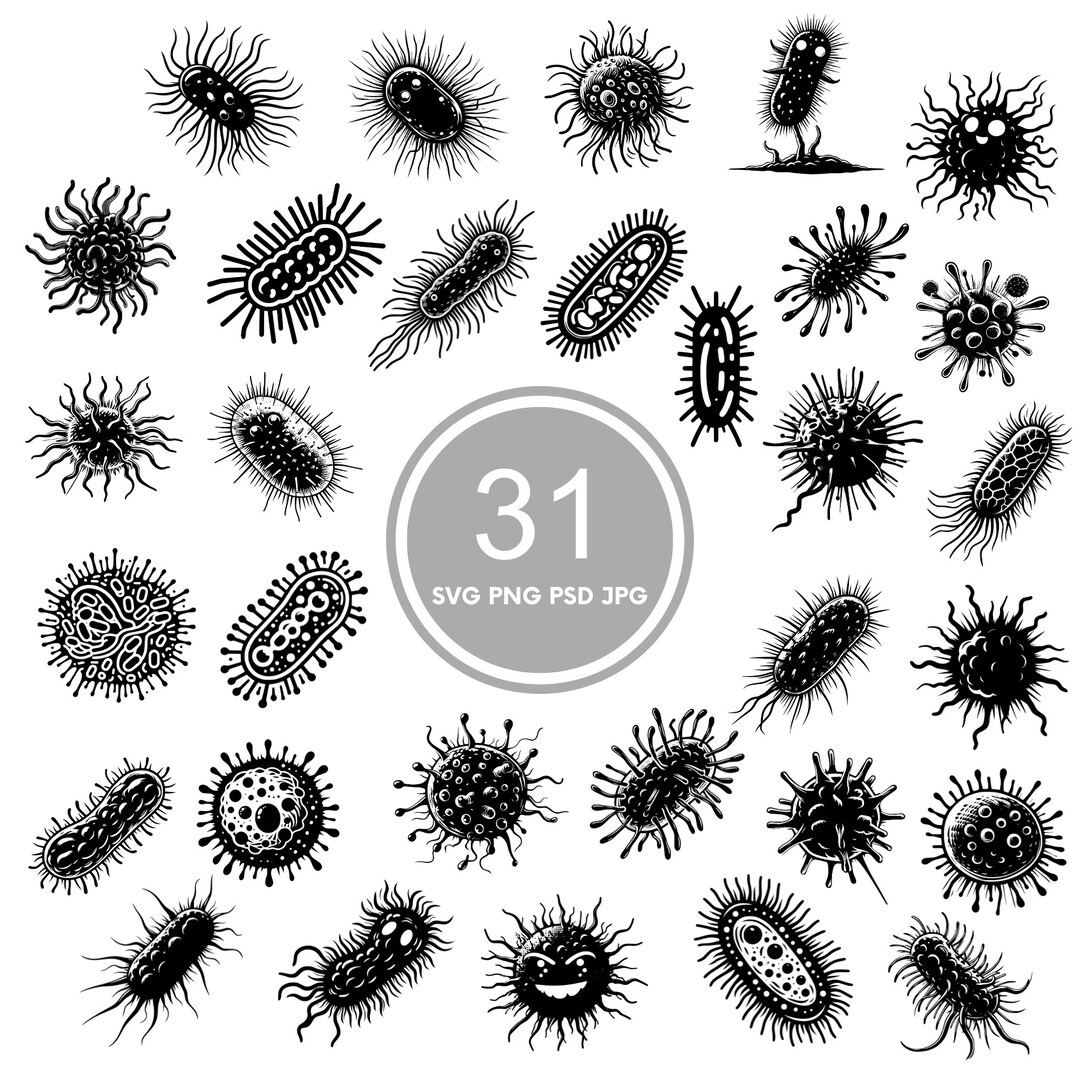 Microbes SVG Bundle, 31 Microbiology Designs, PNG, PSD - Etsy