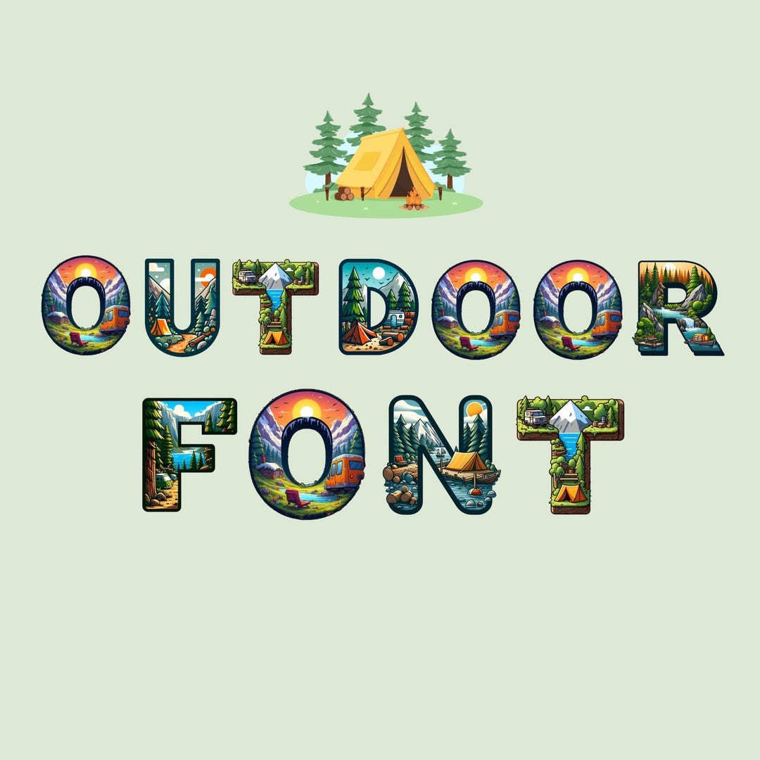 Outdoor Font, Alphabet With Camping Design, Outdoor Letters as Png - Etsy