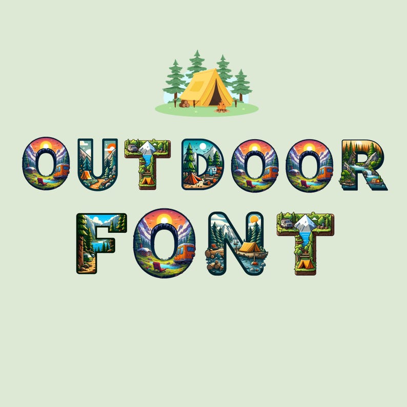 Outdoor Font, Alphabet With Camping Design, Outdoor Letters as Png - Etsy