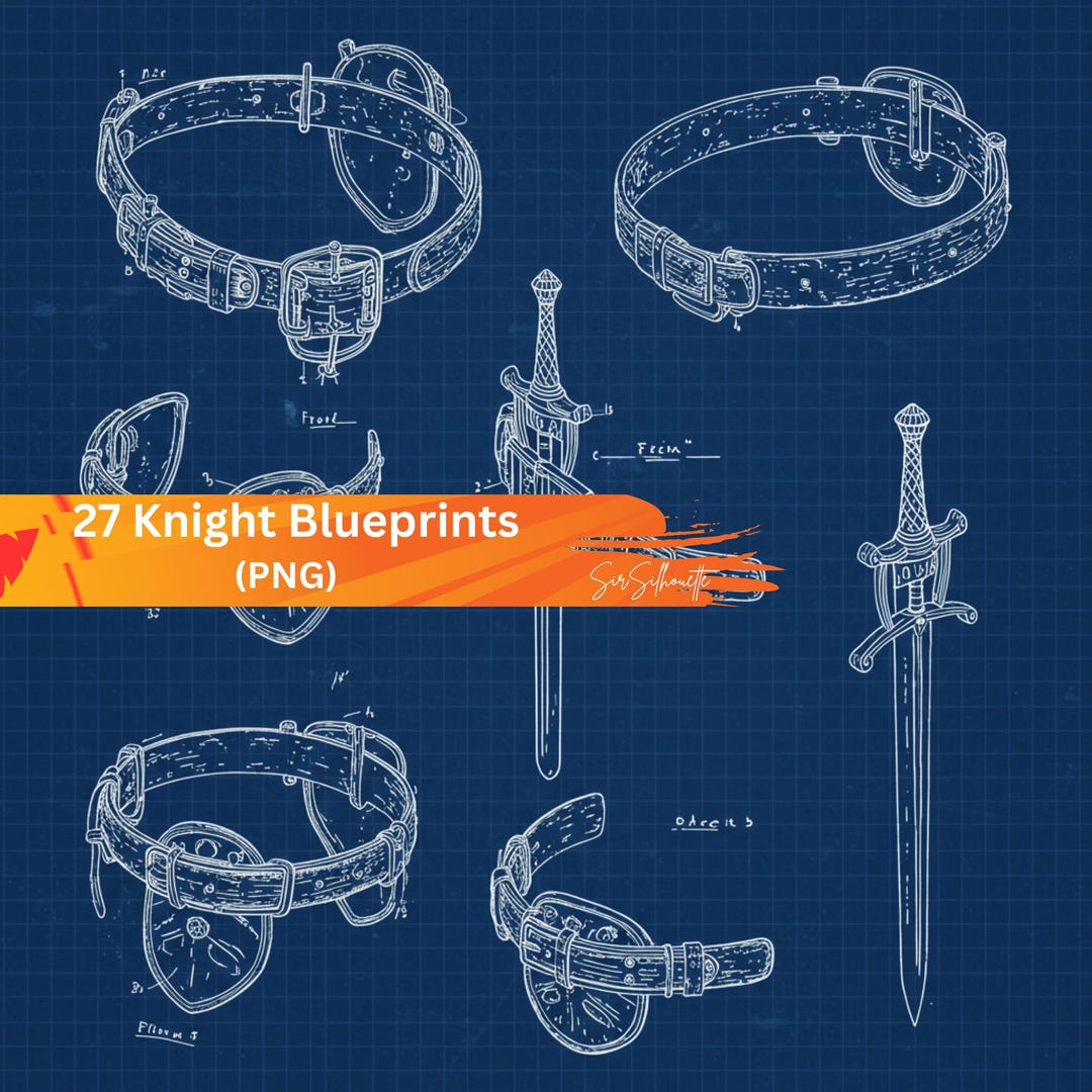 Knight Blueprint | Medieval Digital Art | Armor & Weapon Schematic - Etsy