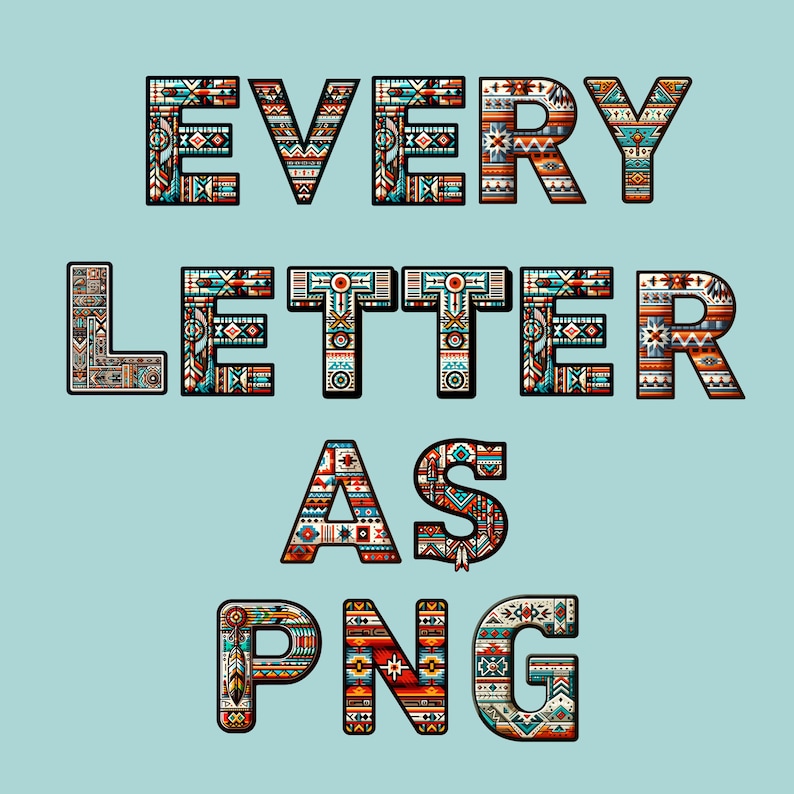Navajo Font, Alphabet With Navajo Design, Indeginous Letters as Png - Etsy