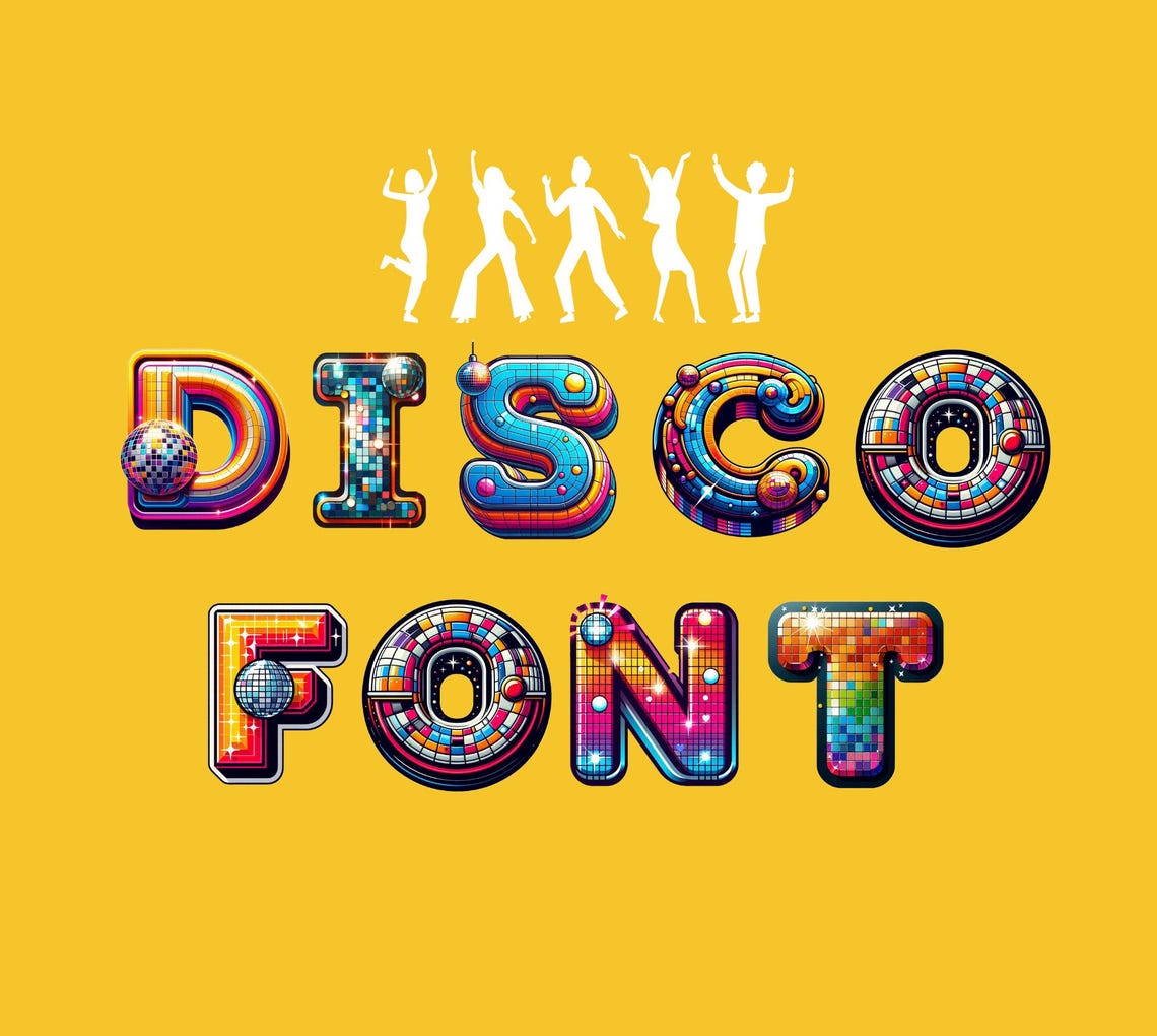 Disco Font, Alphabet With Funky Design, 70s Letters as Png - Etsy