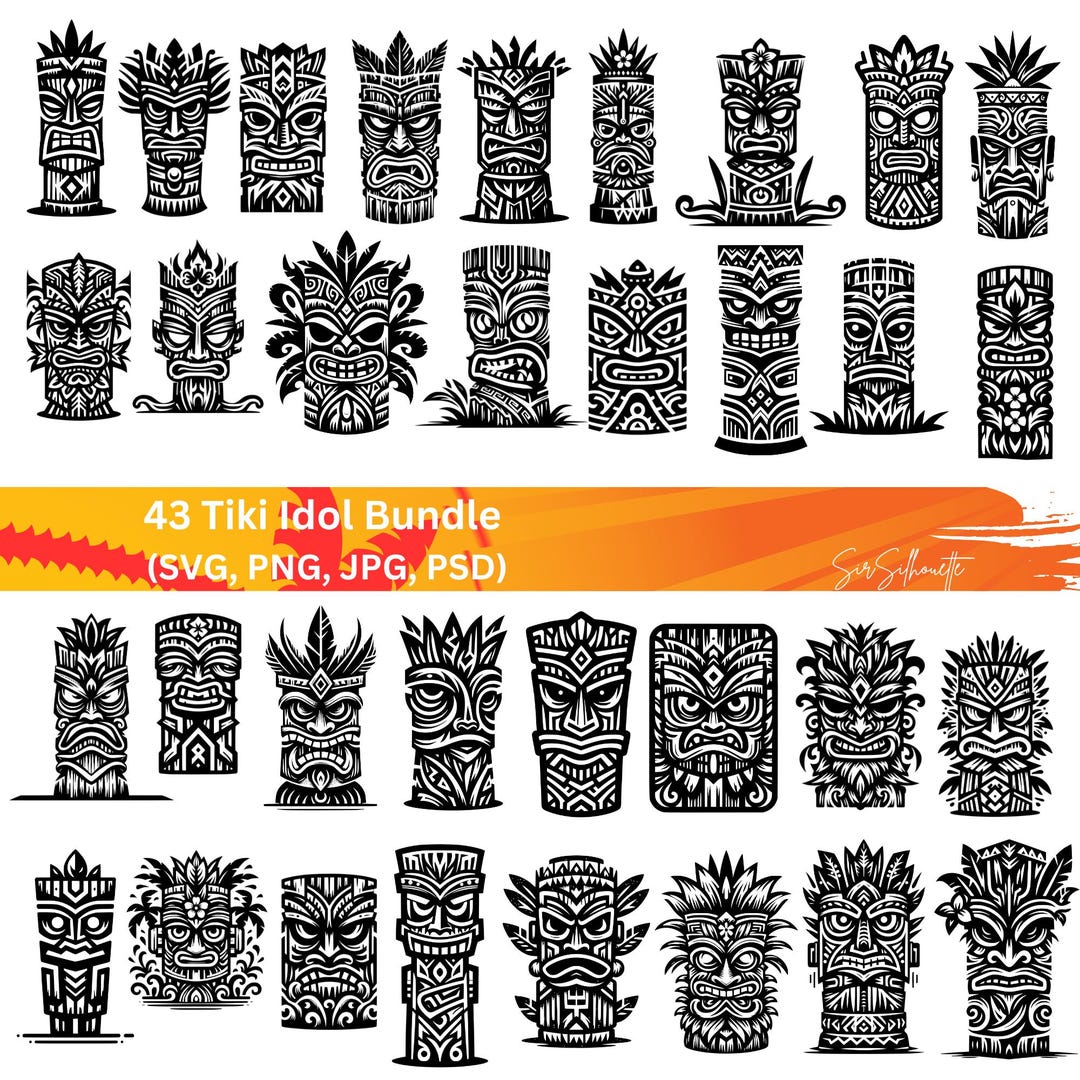 Tiki Idols SVG Bundle, 43 Tiki Idols Designs, PNG, PSD - Etsy