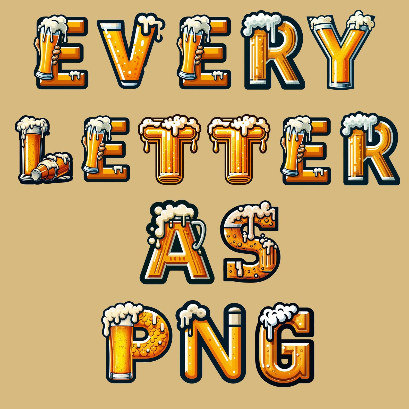 Beer Font, Alphabet With Beer Design, Beer Letters as Png - Etsy