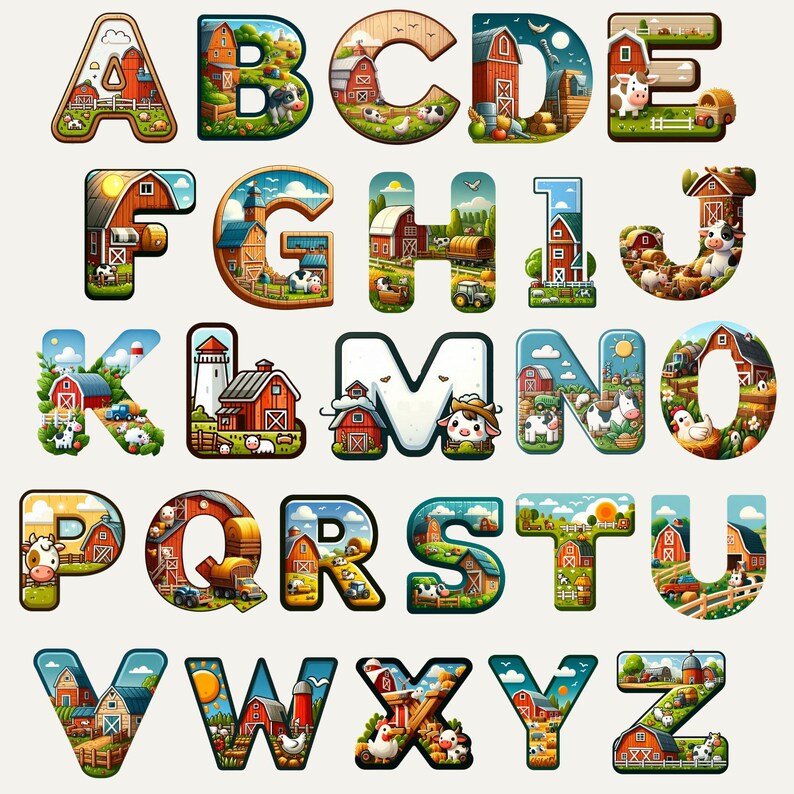 Farm Font, Alphabet With Farm Design, Farm Letters as Png - Etsy