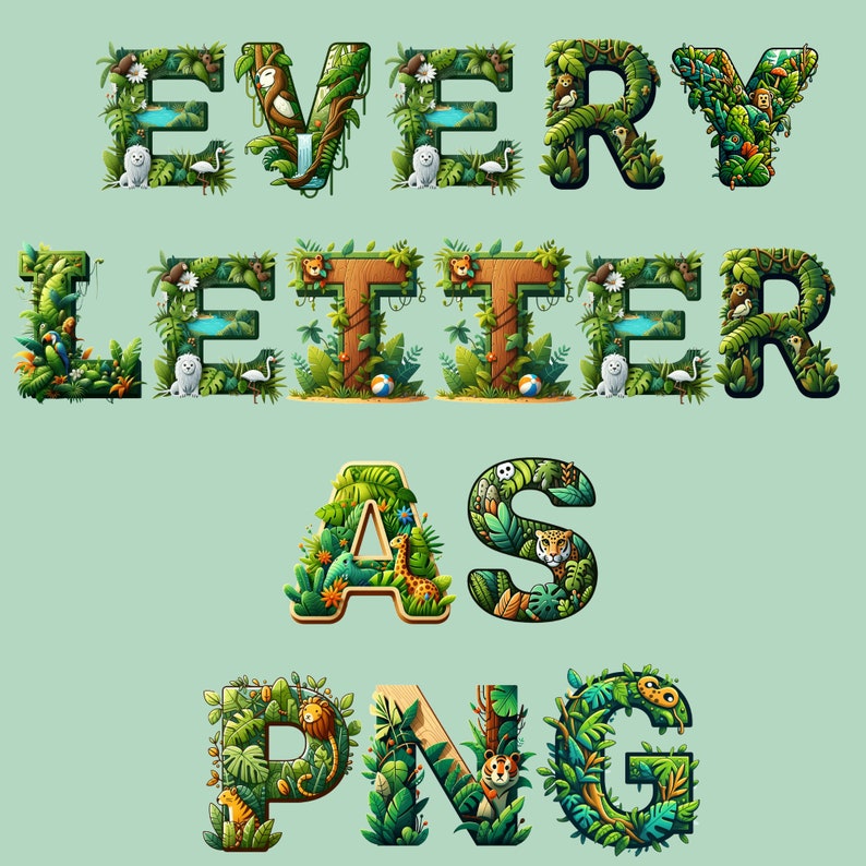Jungle Font, Alphabet With Jungle Design, Jungle Letters as Png - Etsy