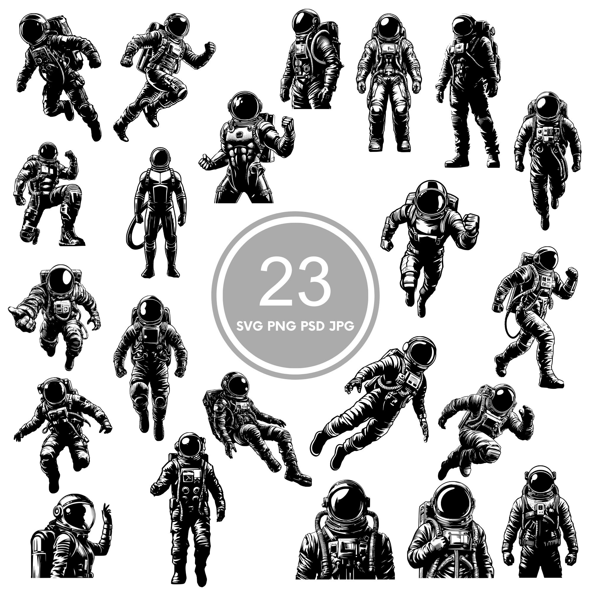 Astronaut SVG Bundle, 23 Space Designs, PNG, PSD - Etsy