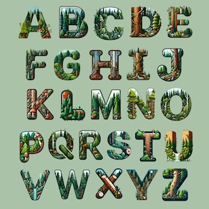 Forest Font, Alphabet With Forest Design, Forest Letters as Png - Etsy