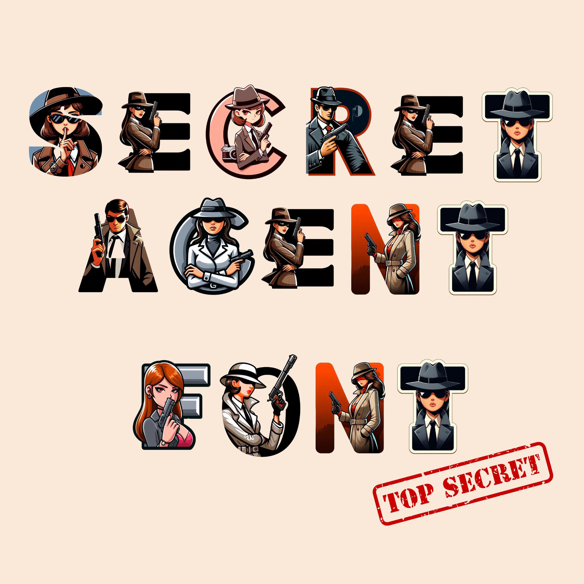 Secret Agent Font, Alphabet With Spy Design, Secret Agent Letters as ...