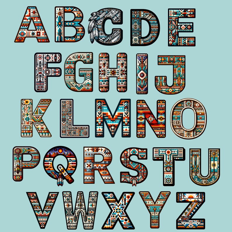 Navajo Font, Alphabet With Navajo Design, Indeginous Letters as Png - Etsy