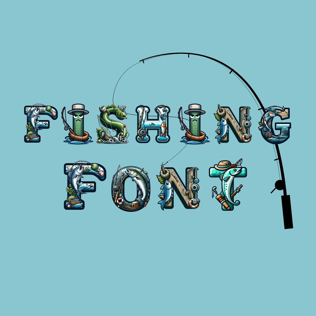 Fishing Font, Alphabet With Fishing Design, Fishing Letters as Png - Etsy