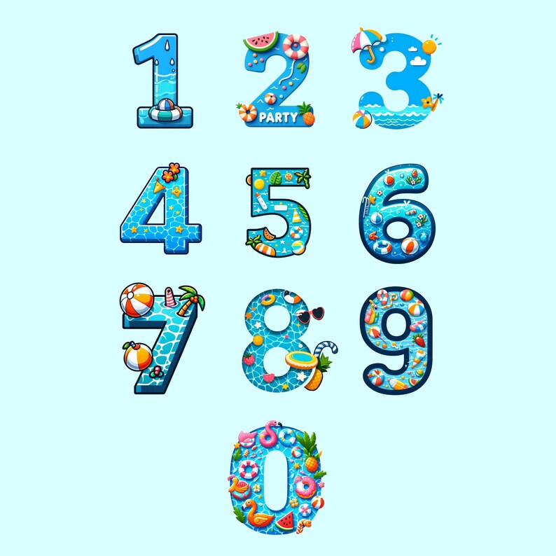 Pool Party Font, Alphabet With Pool Design, Pool Letters as Png - Etsy