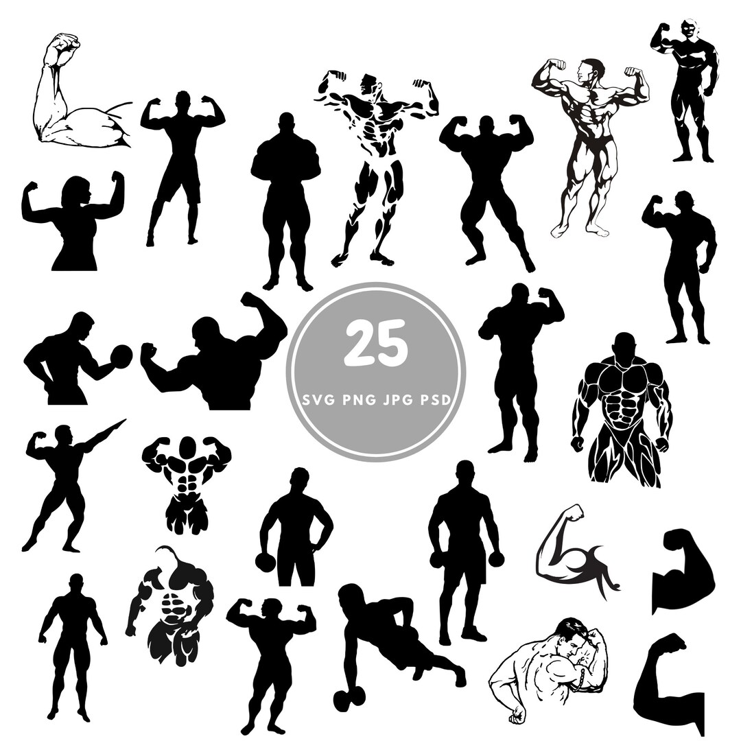 Bodybuilder Design SVG, 25 Flexing Svg Bundle, PNG, PSD - Etsy