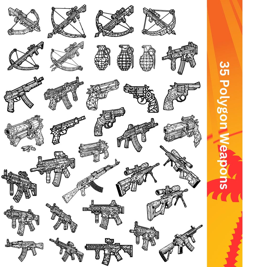Polygon Weapon SVG, 35 Polygon Weapon Svg Bundle, PNG, PSD - Etsy UK