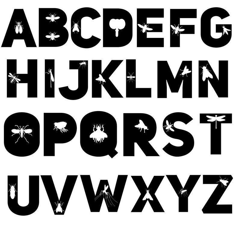 Fly Font, Alphabet With Flies, Fly Letters as Png - Etsy