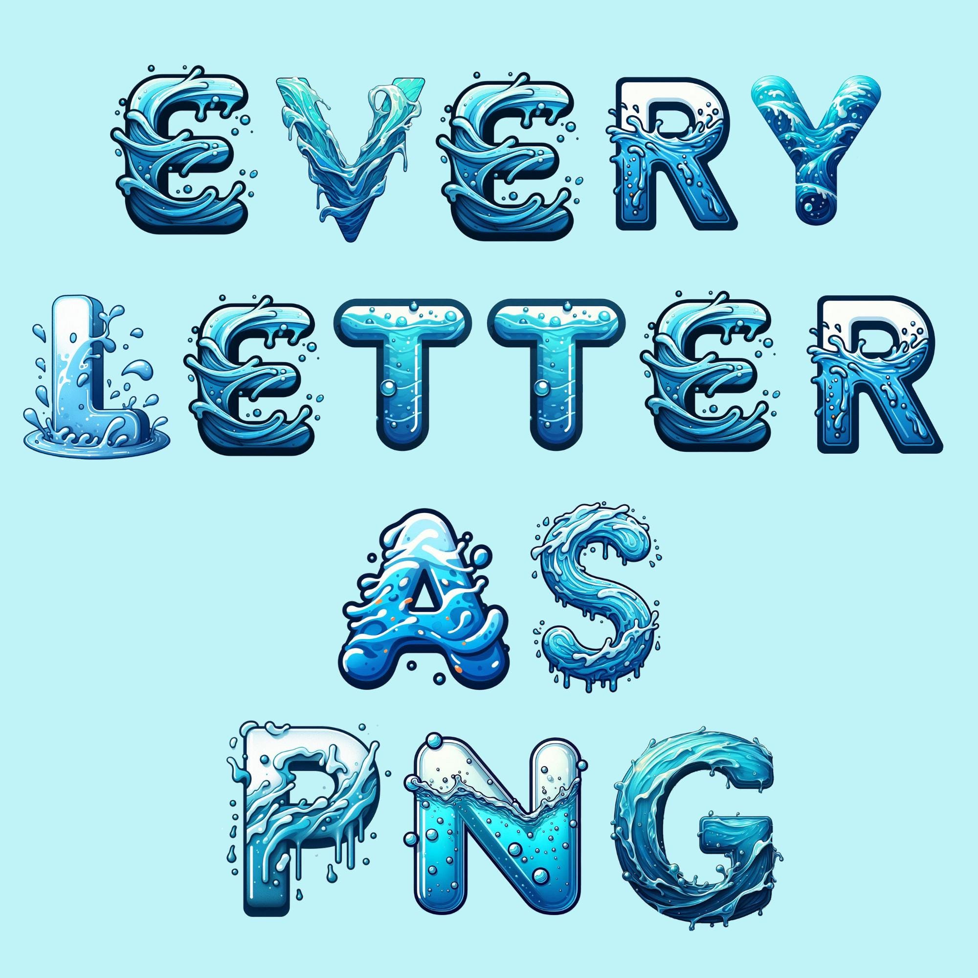 Water Font, Alphabet With Water Design, Water Letters as Png - Etsy