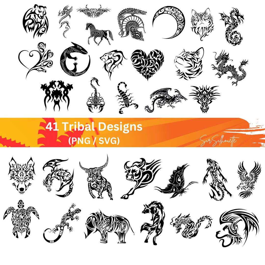 Tribal SVG, 41 Tattoo Svg Bundle, PNG, PSD - Etsy