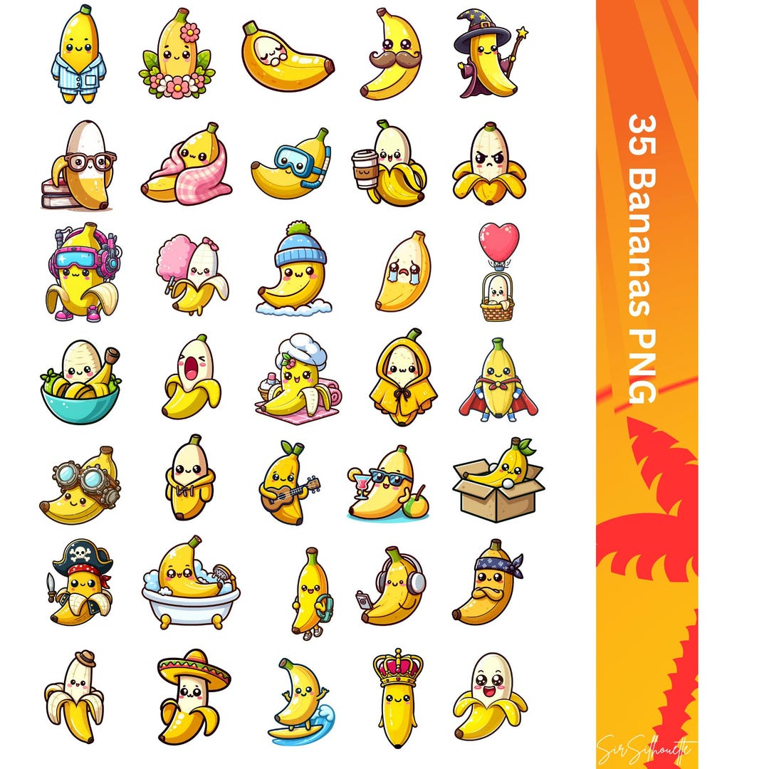 Cute Banana Digital Design for Stickers - Etsy