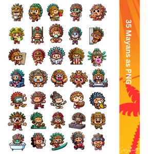Cute Maya Gods Digital Design for Stickers - Etsy
