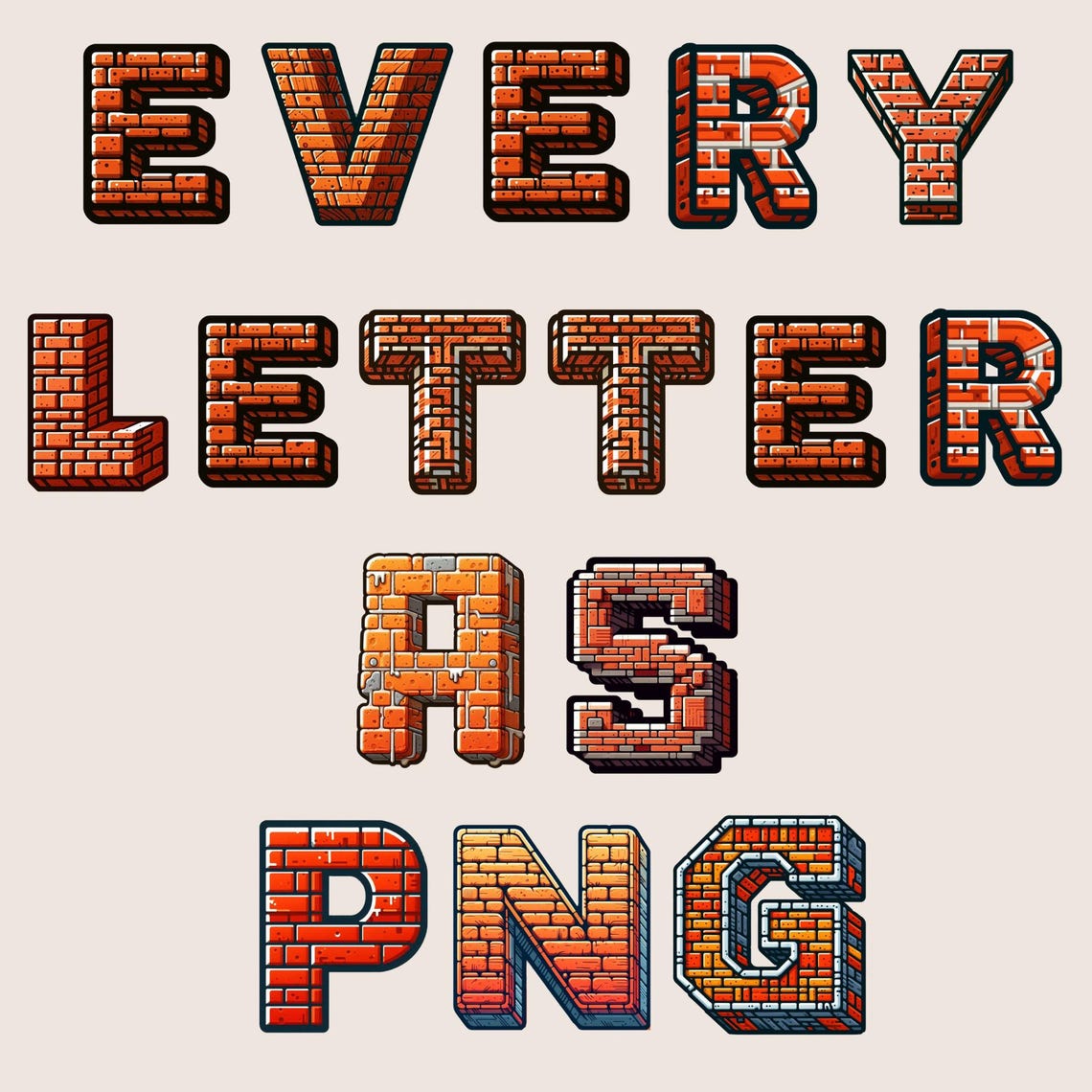 Brick Font, Alphabet With Brick Wall Design, Brick Letters as Png - Etsy