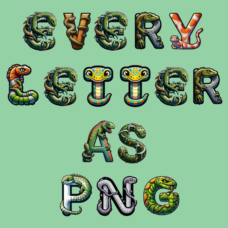 Reptile Font, Alphabet With Reptile Design, Lizard Letters as Png - Etsy