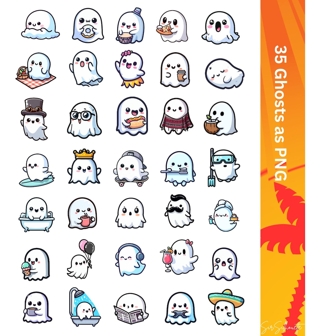 Cute Ghost Digital Design for Stickers - Etsy