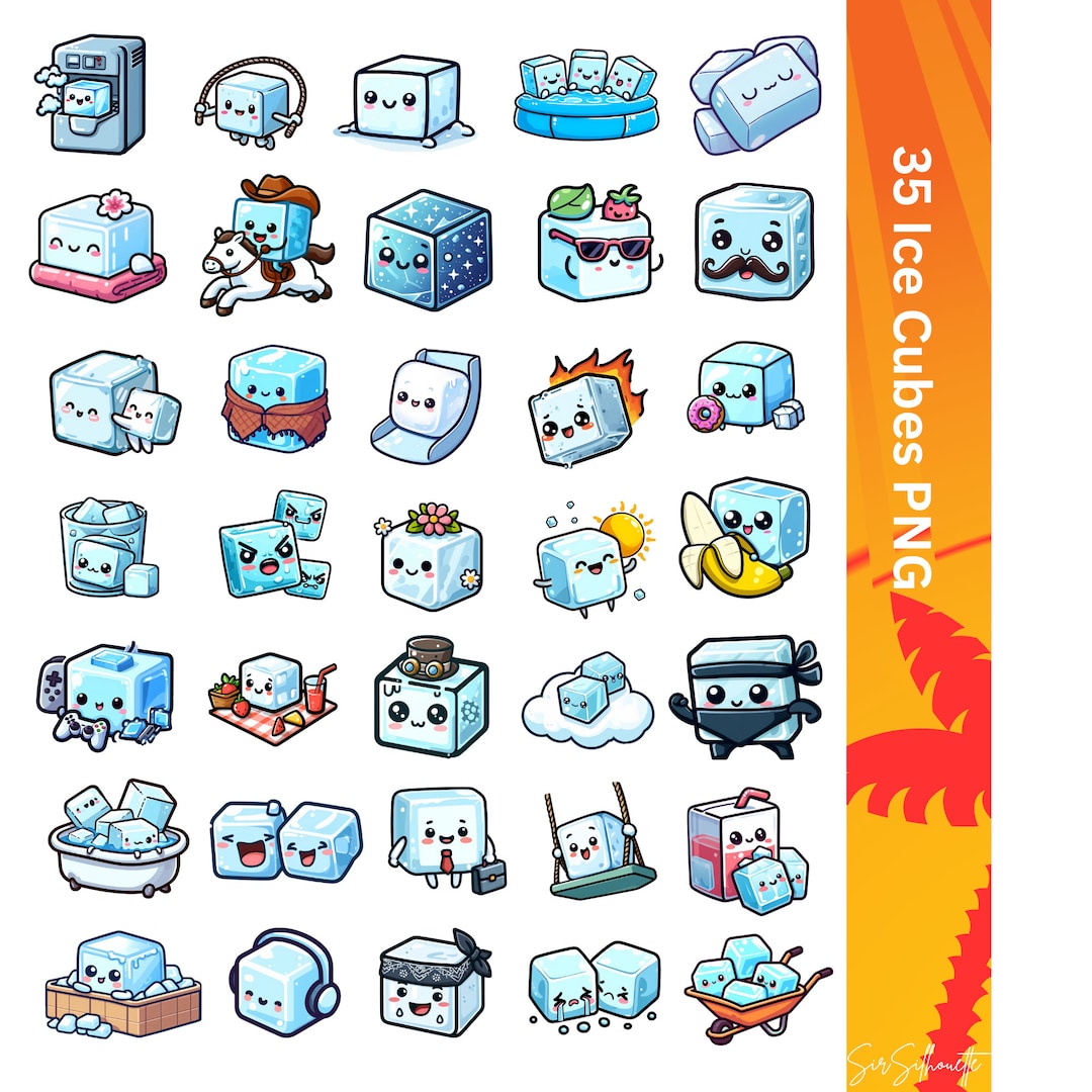 Cute Ice Cube Digital Design for Stickers - Etsy