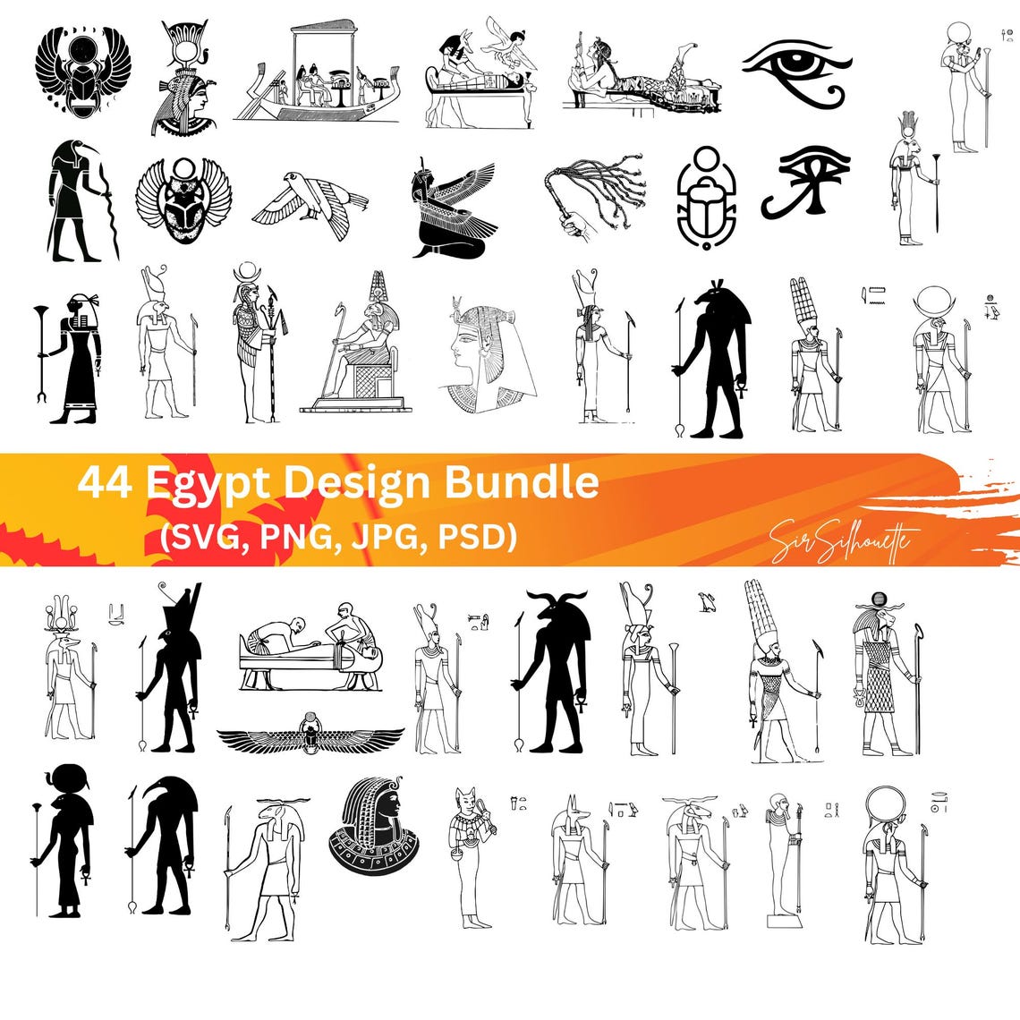 Egypt SVG, 44 Hieroglyphs Svg Bundle, PNG, PSD - Etsy