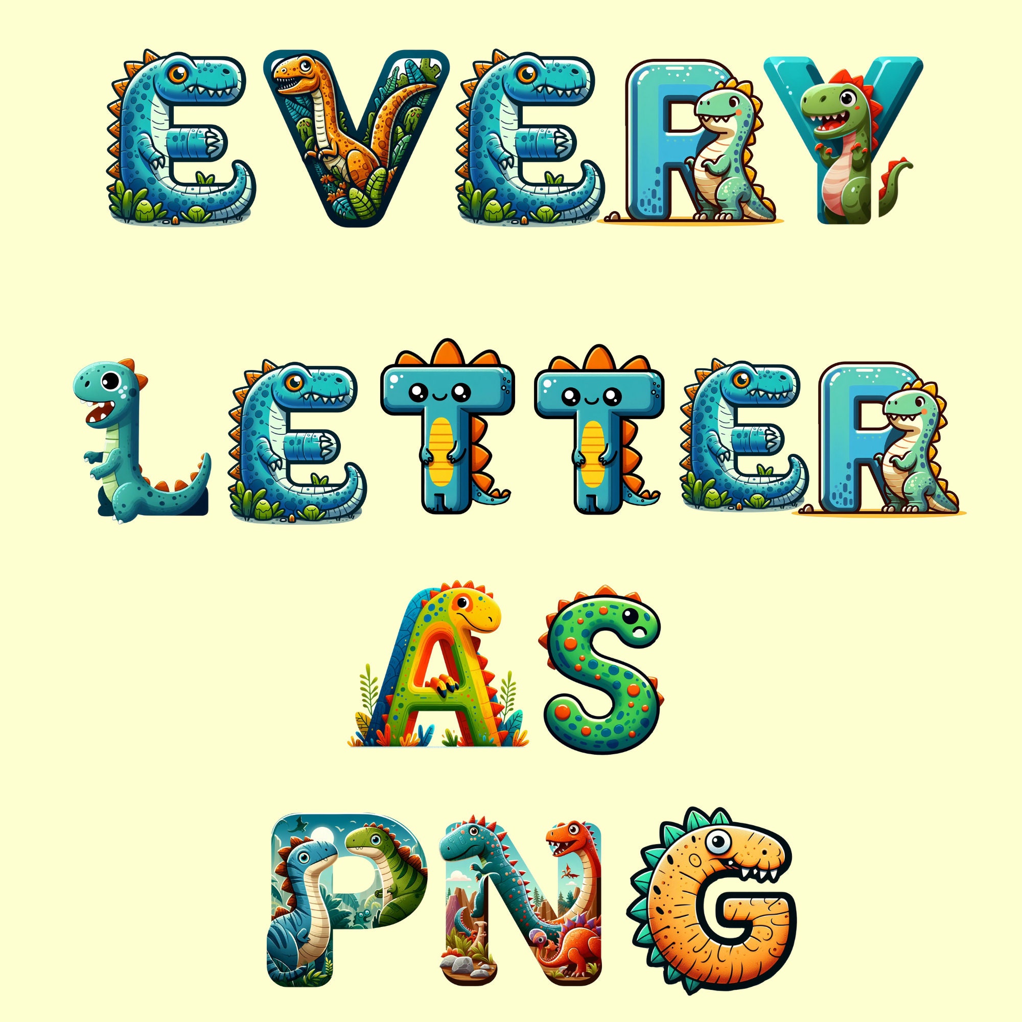 Dinosaur Alphabet Clipart, Prehistoric Letters PNG, Jurassic Reptile ...