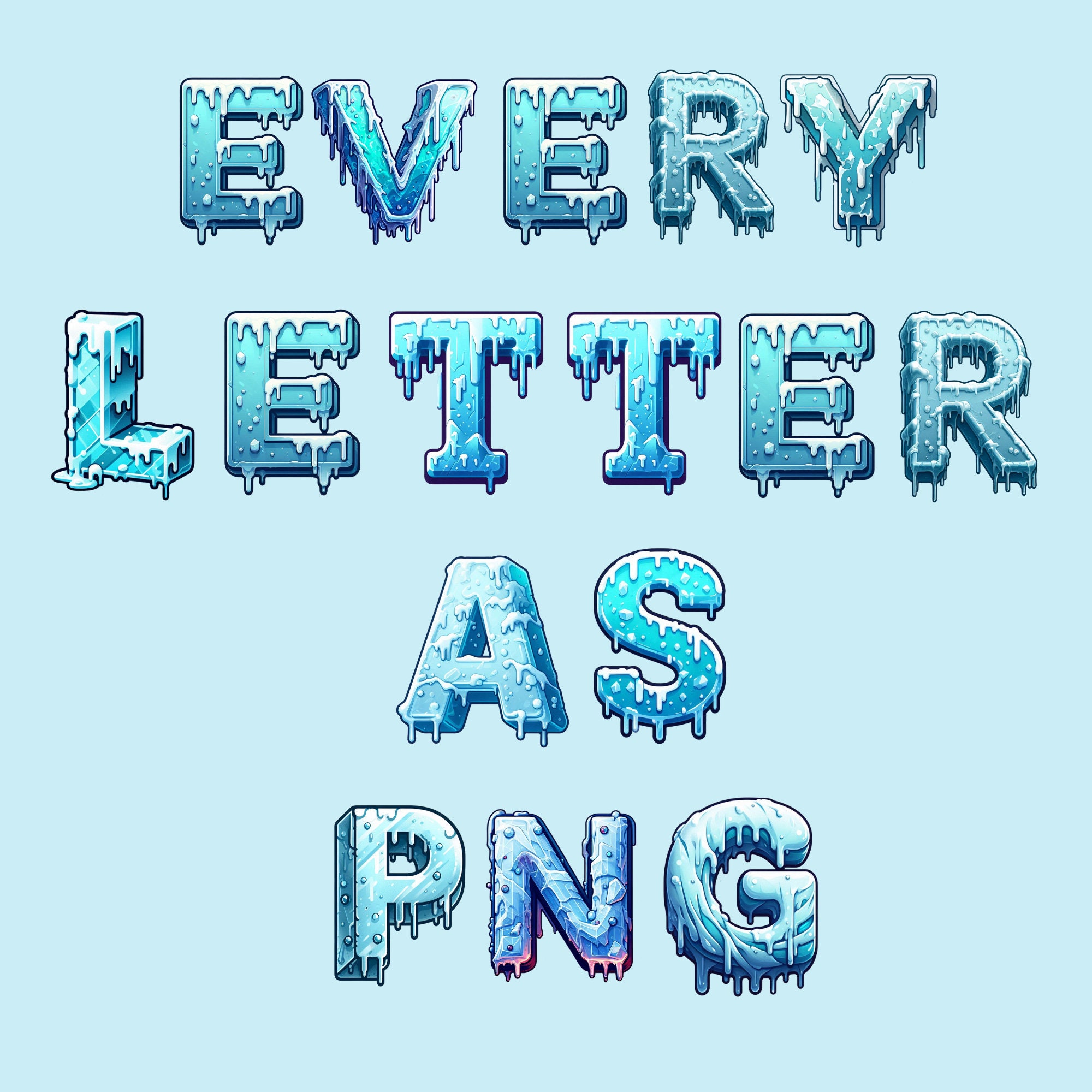 Ice Font, Alphabet With Frozen Design, Frosty Letters as Png - Etsy