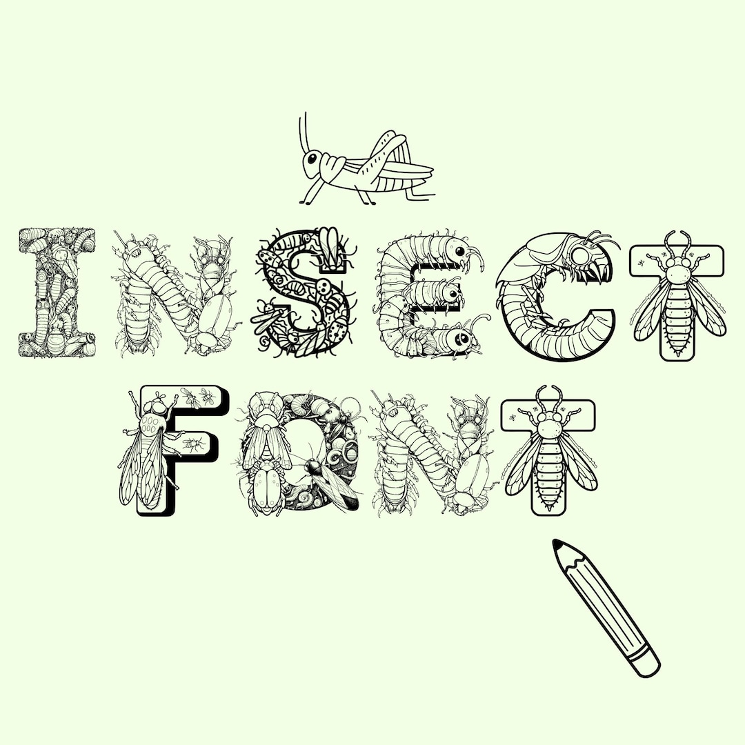 Insect Alphabet Coloring PNG – Fun Insect Letter for Coloring - Etsy