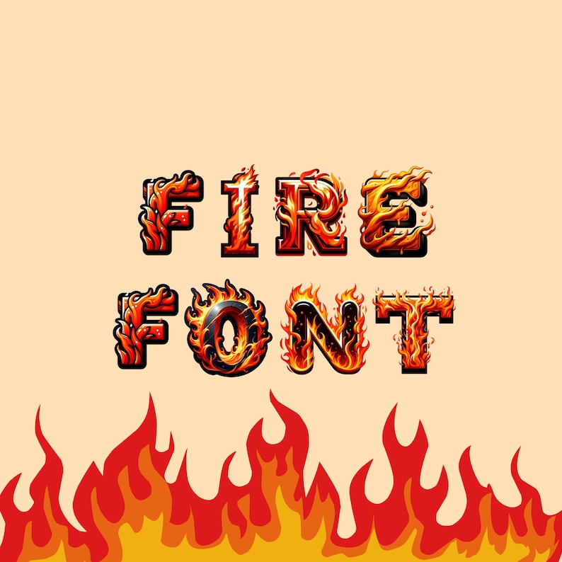 Fire Font, Alphabet With Flame Design, Burning Letters as Png - Etsy