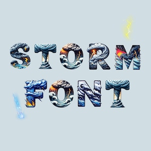 Storm Font, Alphabet With Storm Design, Thunder Letters as Png - Etsy