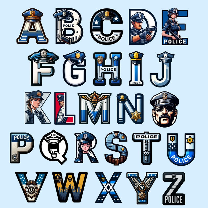 Police Font, Alphabet With Police Design, Police Letters as Png - Etsy