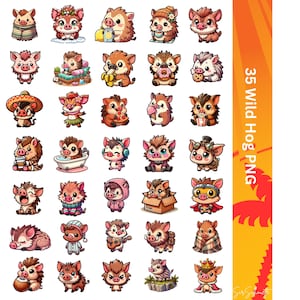 Cute Wild Hog Digital Design for Stickers - Etsy