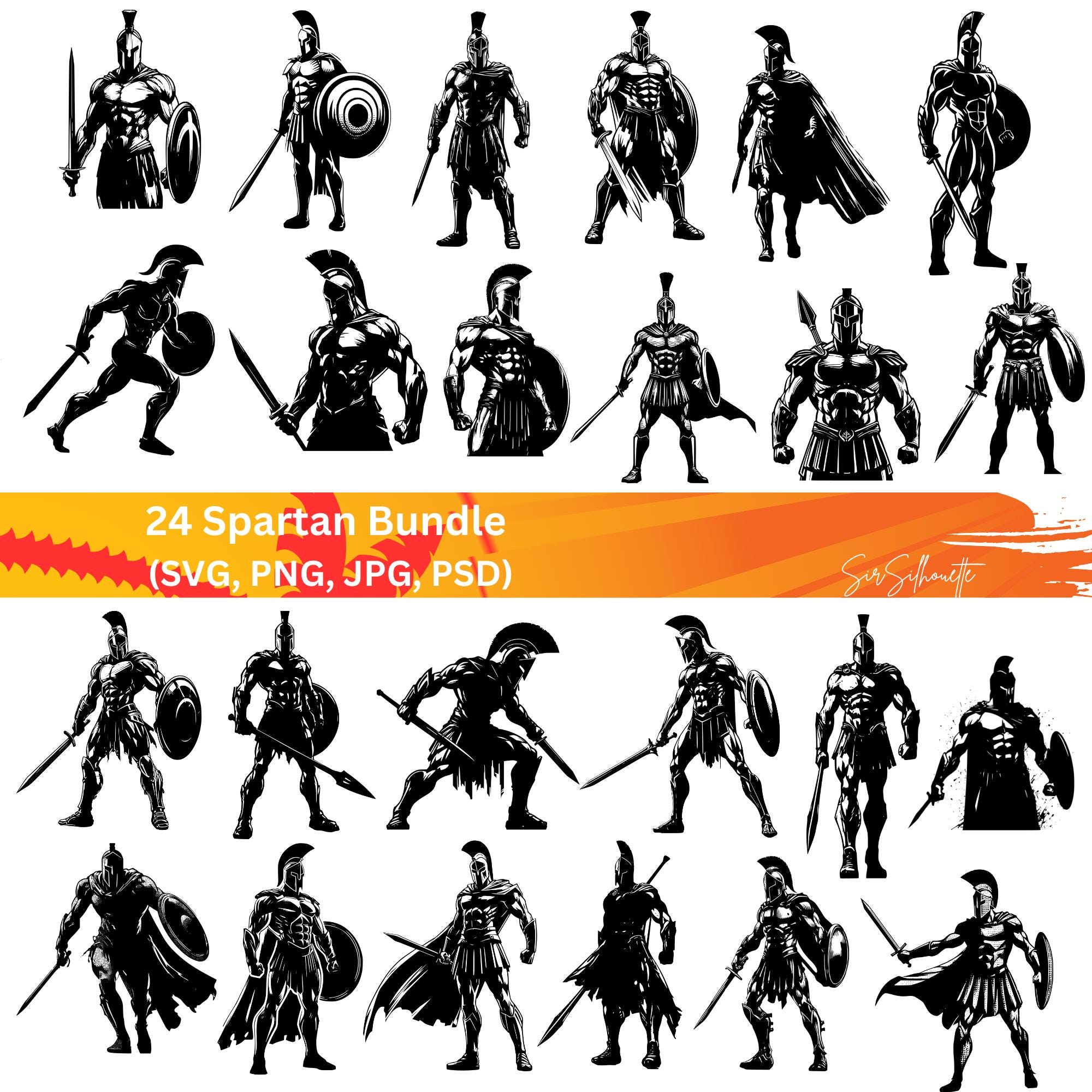 Spartans SVG Bundle, 24 Spartan Designs, PNG, PSD - Etsy