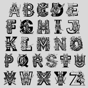 Samurai Alphabet Coloring PNG – Warrior Letters for Kids - Etsy