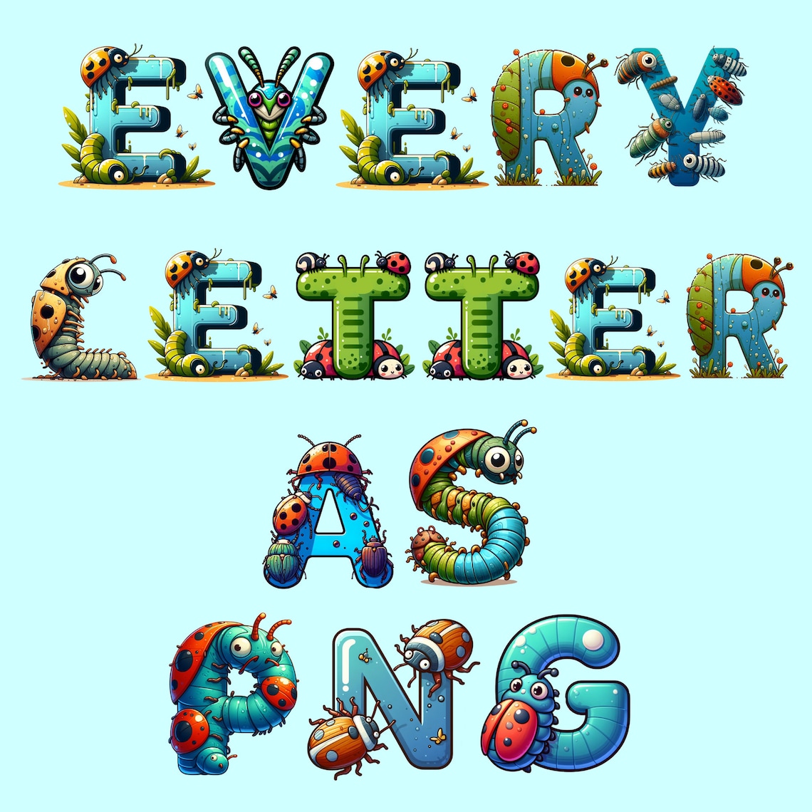 Bug Font, Alphabet With Bug Design, Insect Letters as Png - Etsy