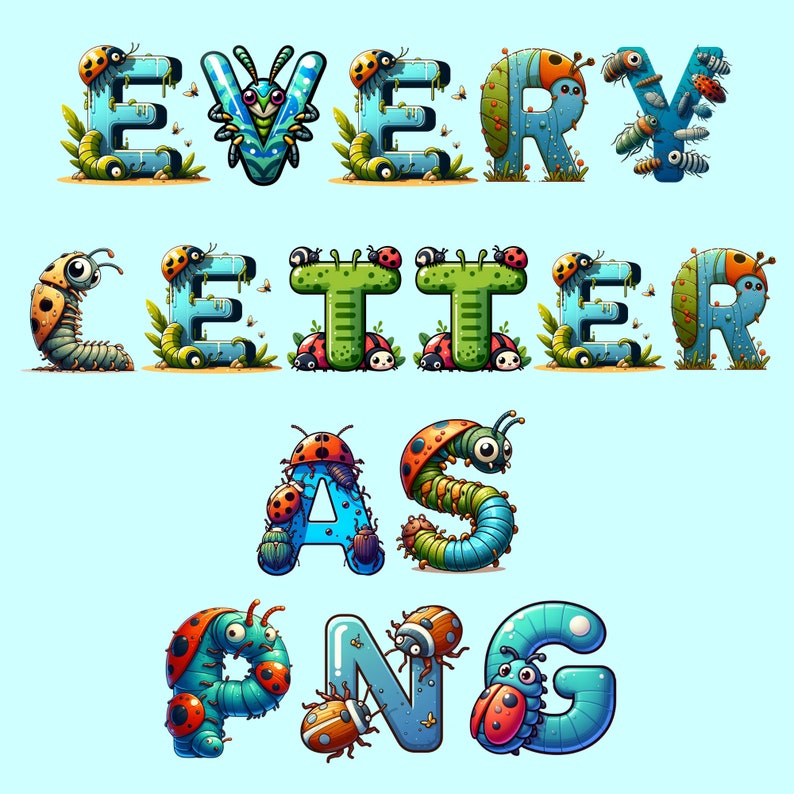Bug Font, Alphabet With Bug Design, Insect Letters as Png - Etsy