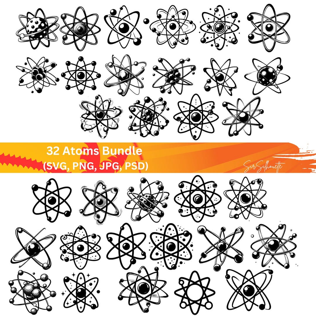 Atom SVG Bundle, 32 Atom Designs, PNG - Etsy