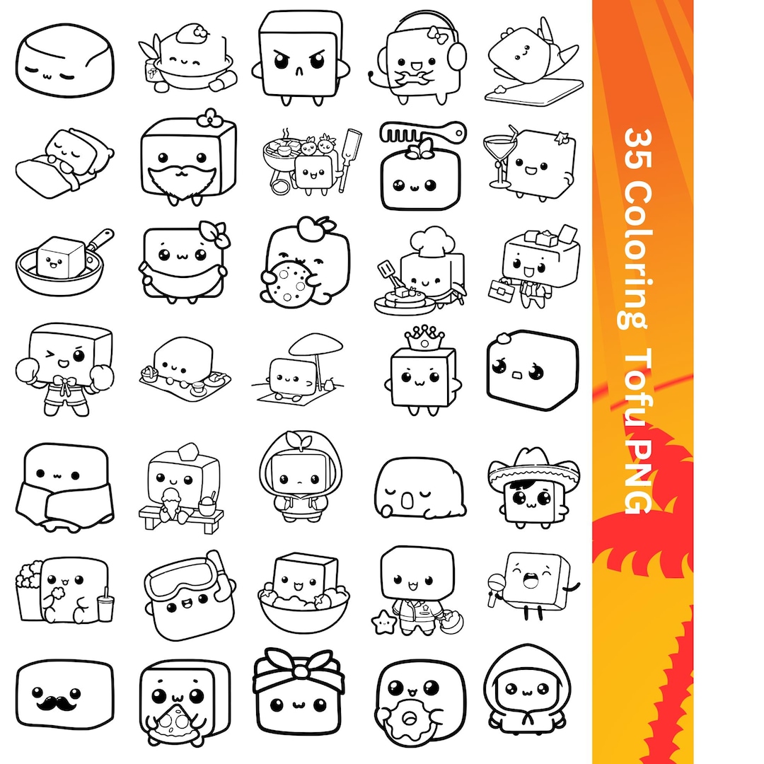 Cute Tofus for Coloring Book - PNG Files to Download - Etsy