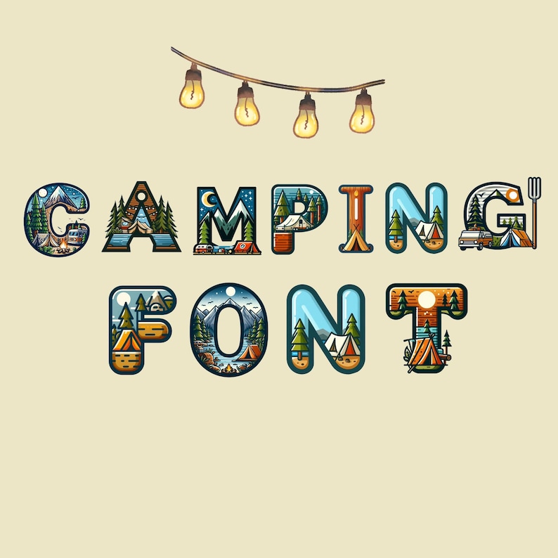 Camping Font, Alphabet With Camping Design, Camping Letters as Png - Etsy