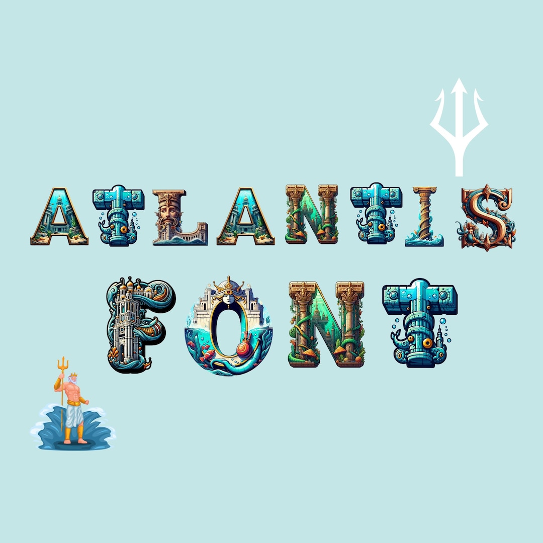 Atlantis Font, Alphabet With Atlantis Design, Atlantis Letters as Png ...