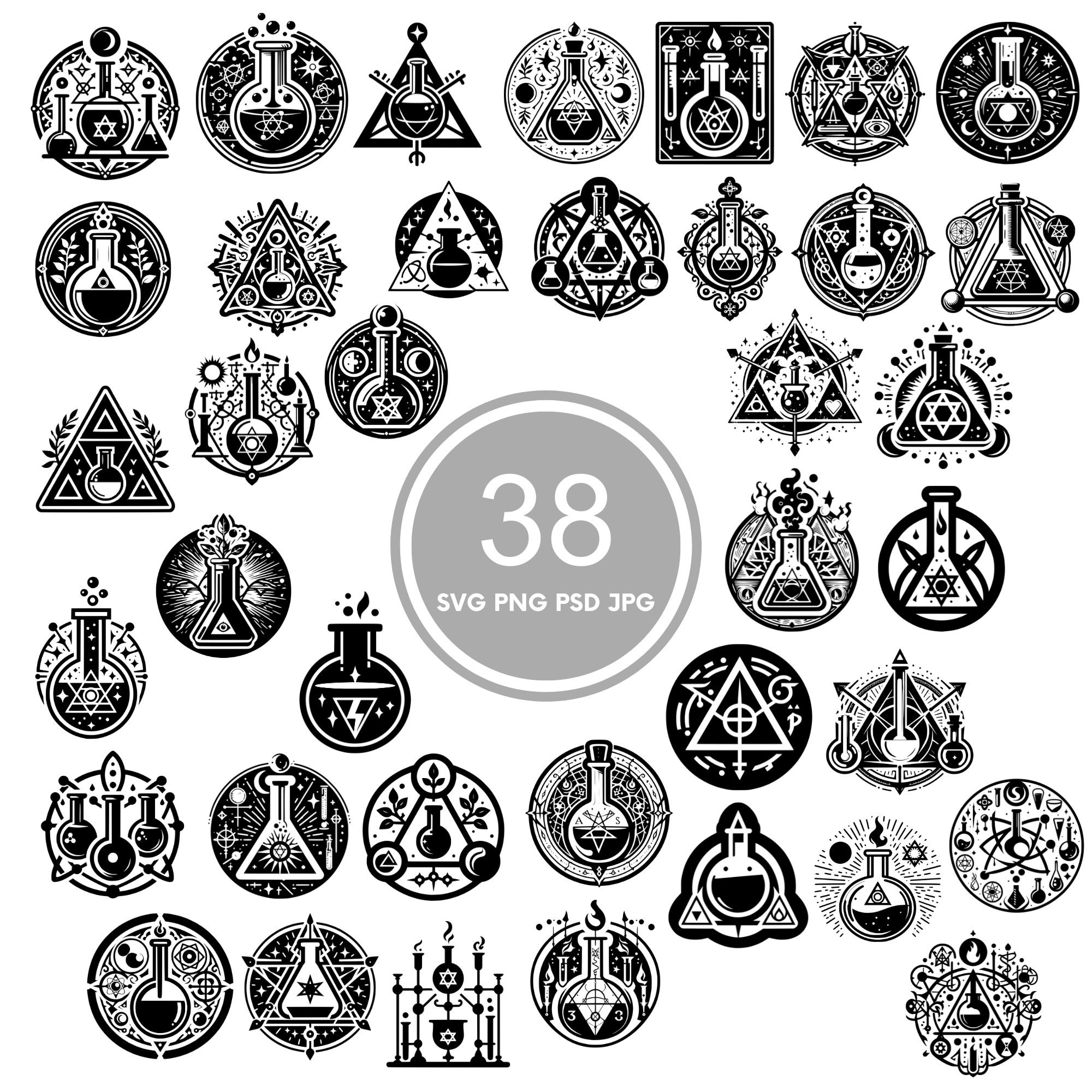 Alchemy SVG Bundle, 38 Alchemy Designs, PNG, PSD - Etsy