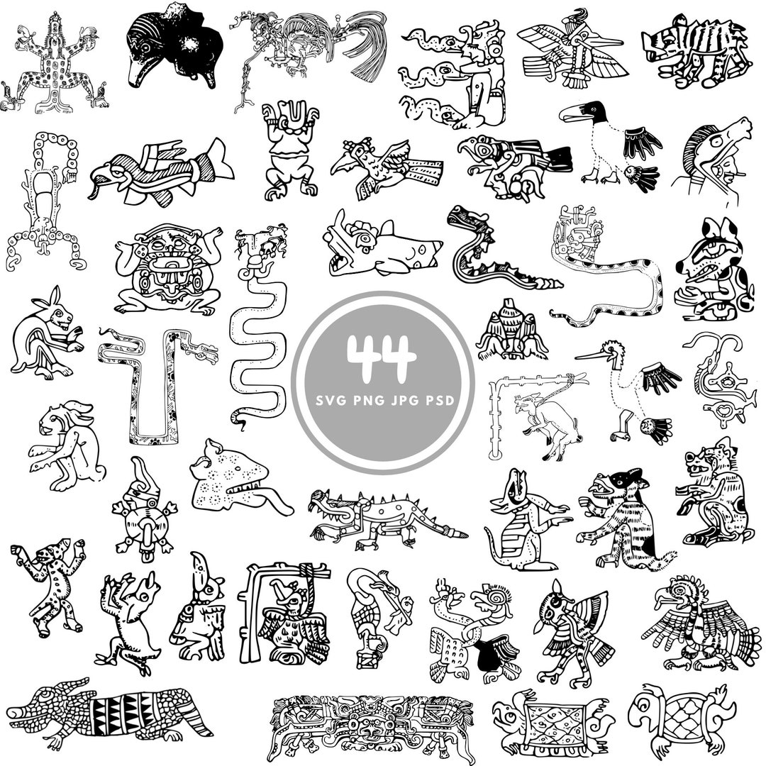Aztec Drawings SVG, 44 Ancient Culture Svg Bundle, PNG, PSD - Etsy