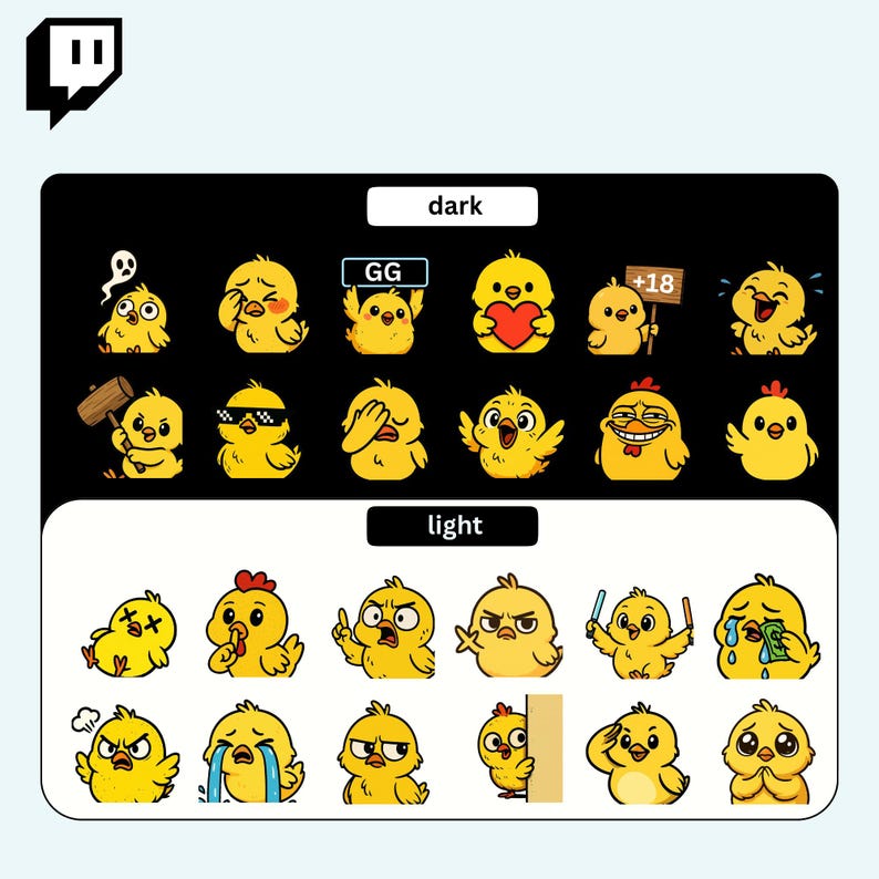 Kawaii Chicken Twitch Emotes, Cute Hen Discord Stickers, Farmhouse ...