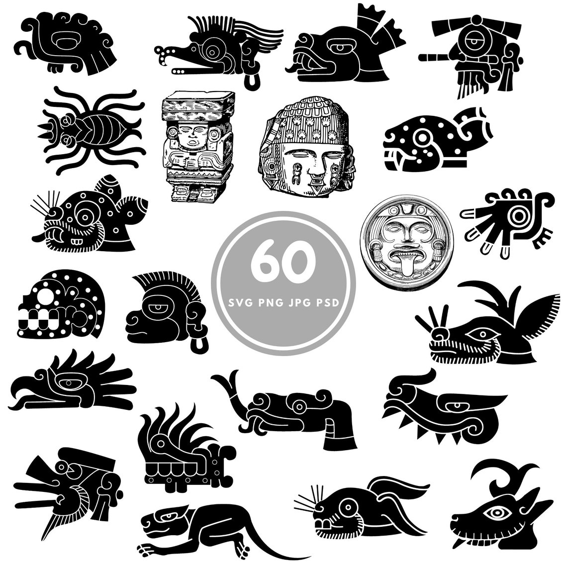 Aztec Design SVG, 60 Maya Svg Bundle, PNG, PSD - Etsy