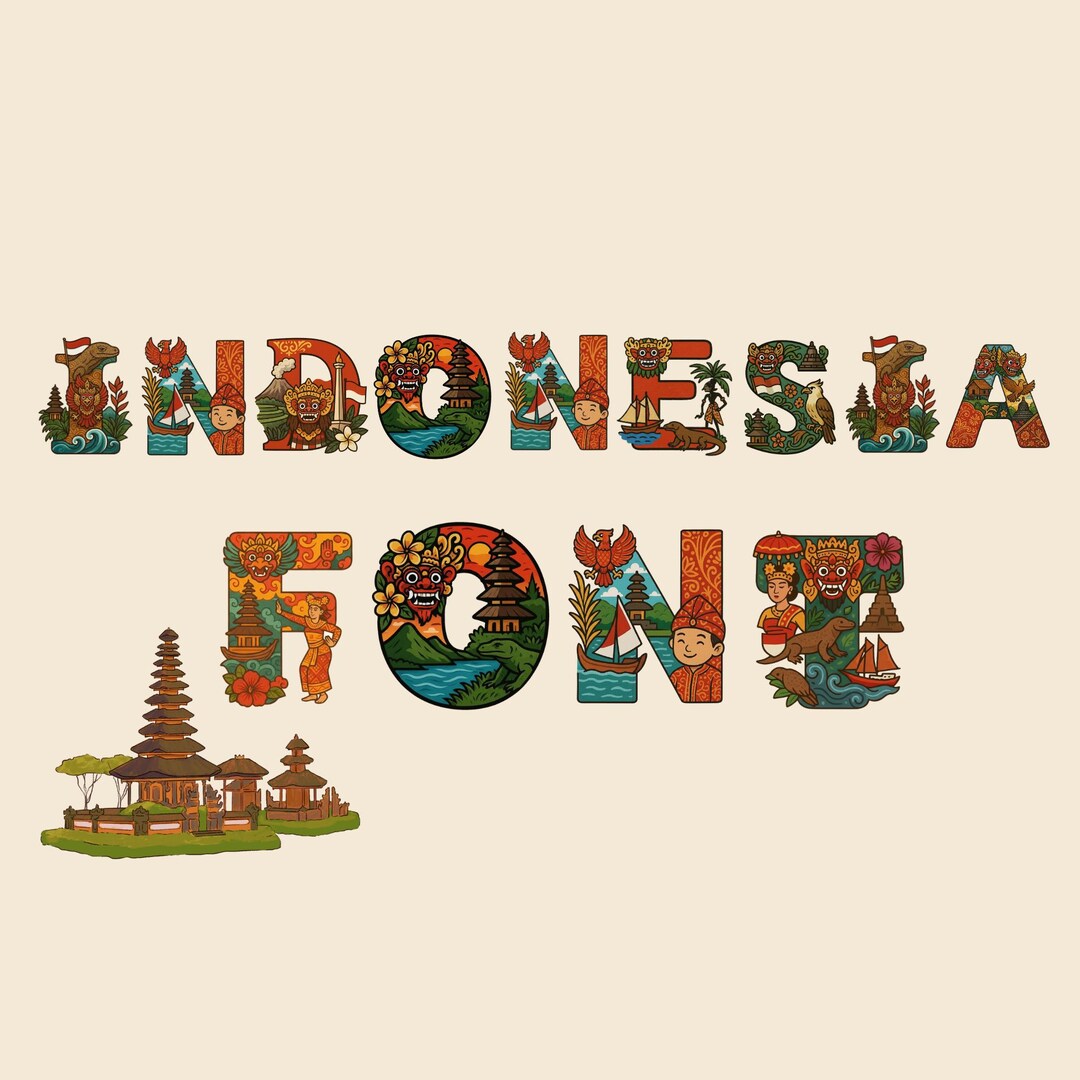 Indonesia Font, Alphabet With Indonesia Design, Indonesia Letters as ...