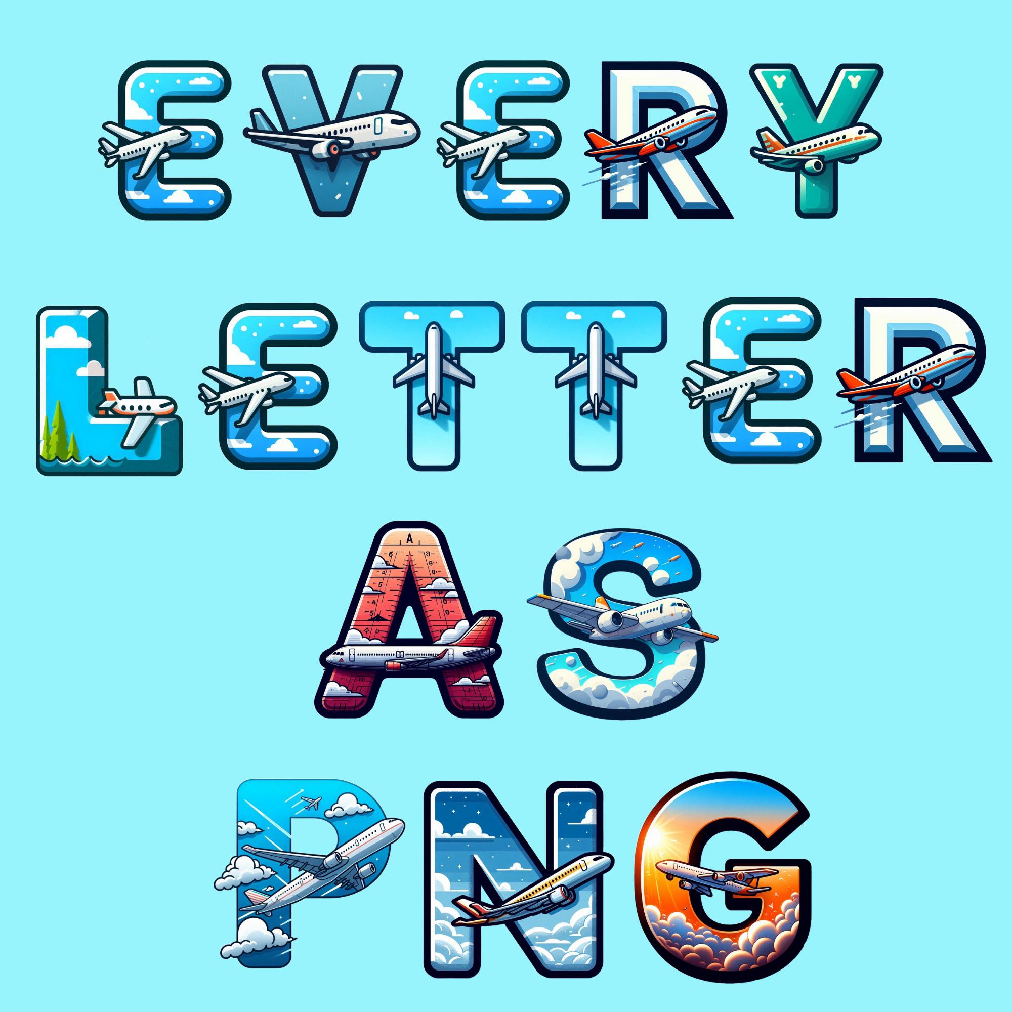 Plane Font, Alphabet With Planedesign, Plane Letters as Png - Etsy
