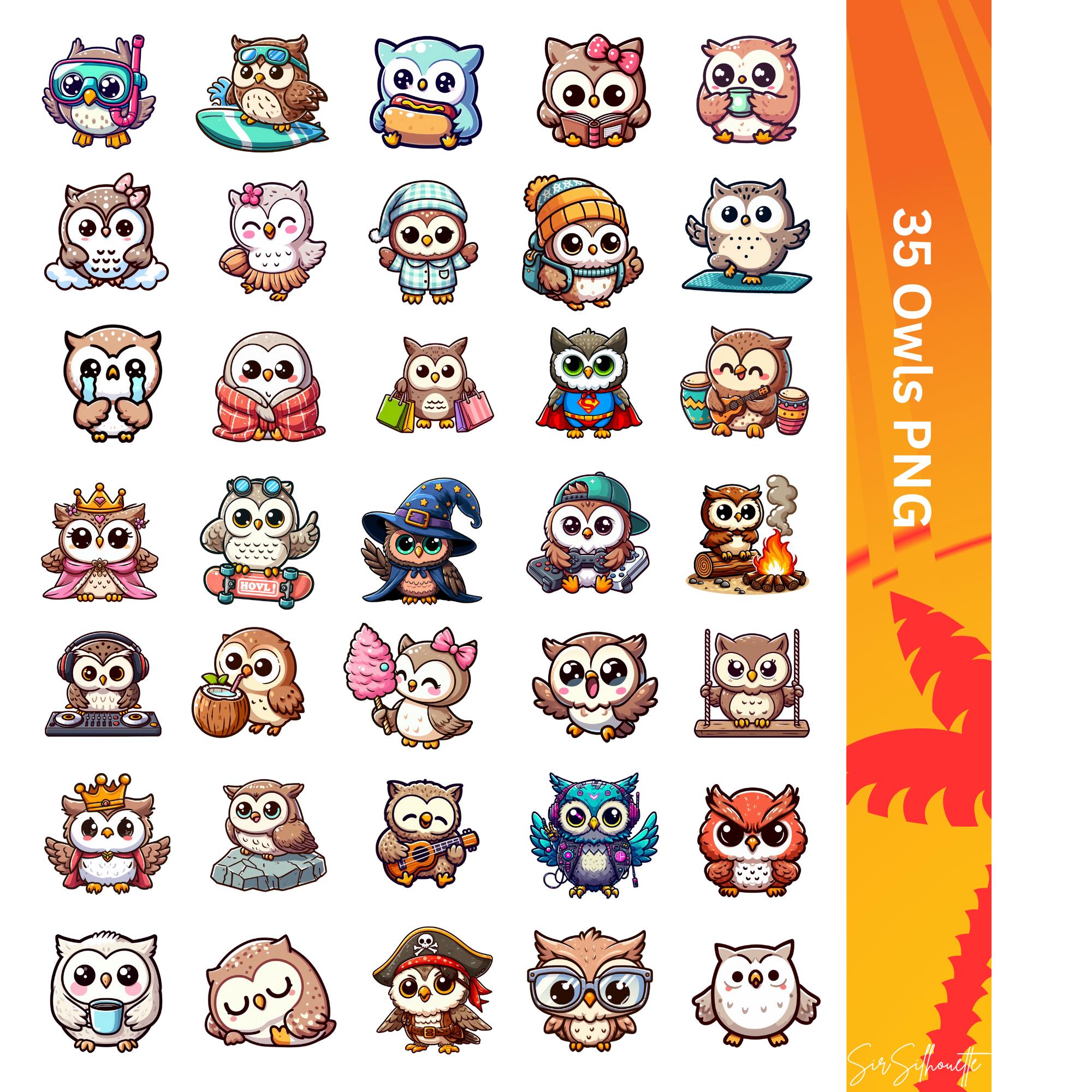 Cute Owl Digital Design for Stickers - Etsy